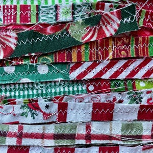 Christmas Primitive Rag Ribbon Tattered Trim Cottage Craft Fabric ...