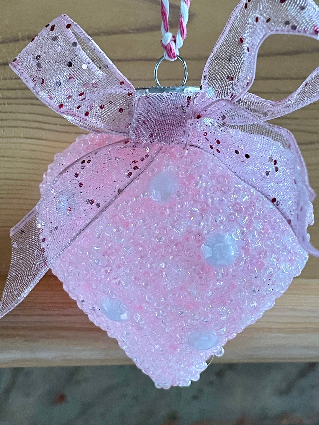 Pink Rhinestone Heart Ornament, Shabby Chic Valentine's Decor - Etsy
