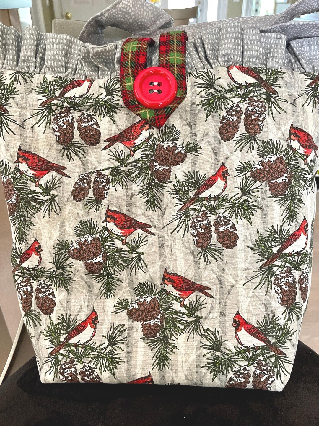 Christmas Cardinal Tote Bag With Ruffle - Etsy