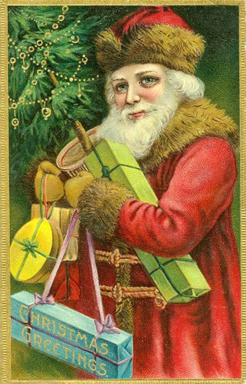 Vintage Santa Claus Toys Tree Christmas Graphic Image Art - Etsy