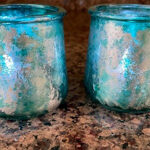 Turquoise Peacock Teal Silver Hand Painted Upcycled Recycled Repurposed ...