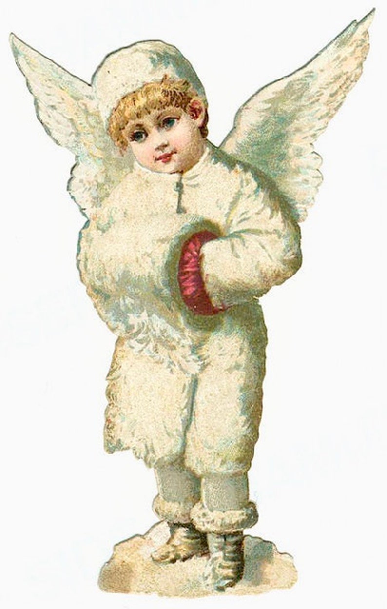 Angel Cherub Christmas Snow Muff Graphic Image Art Fabric - Etsy