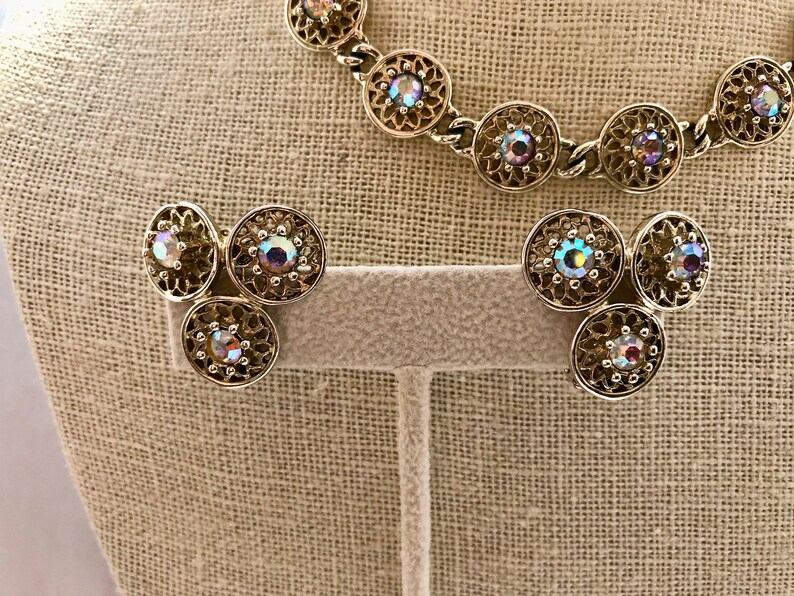 Vintage Coro AB Aurora Borealis Rhinestone Parure Set Bridal - Etsy