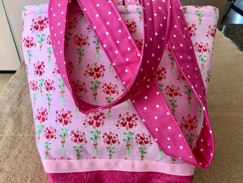 Hot Pink Heart Bouquets Fuchsia Tote Bag Handmade Doodaba - Etsy