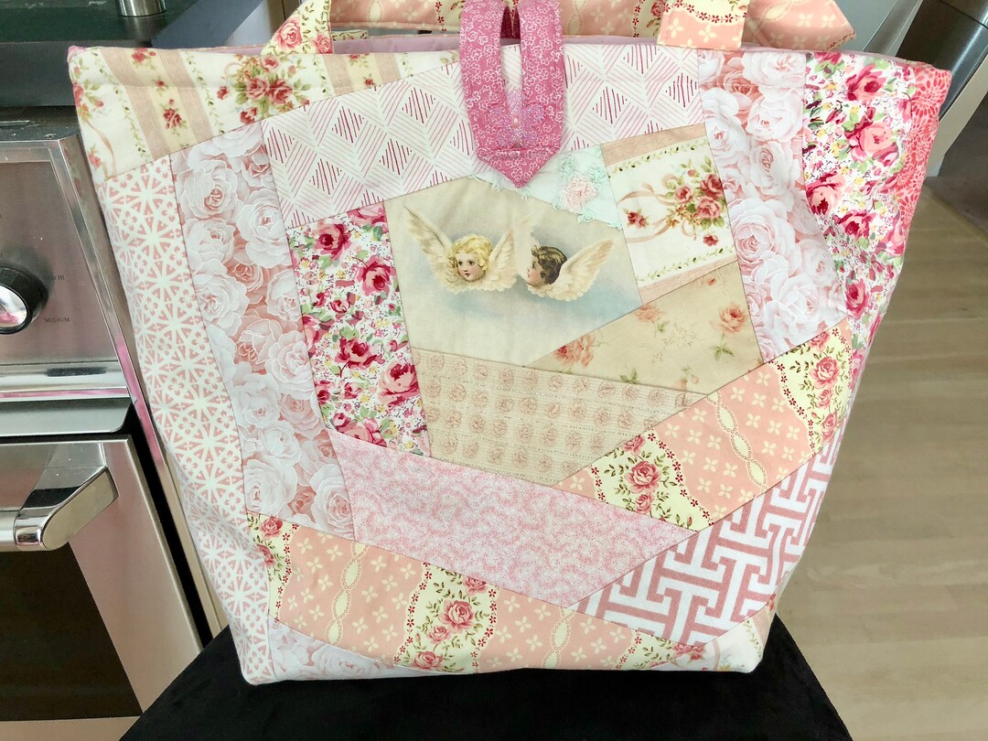 Mauve Blush Pink Cherubs Angels Tote Bag Handmade Quilted - Etsy