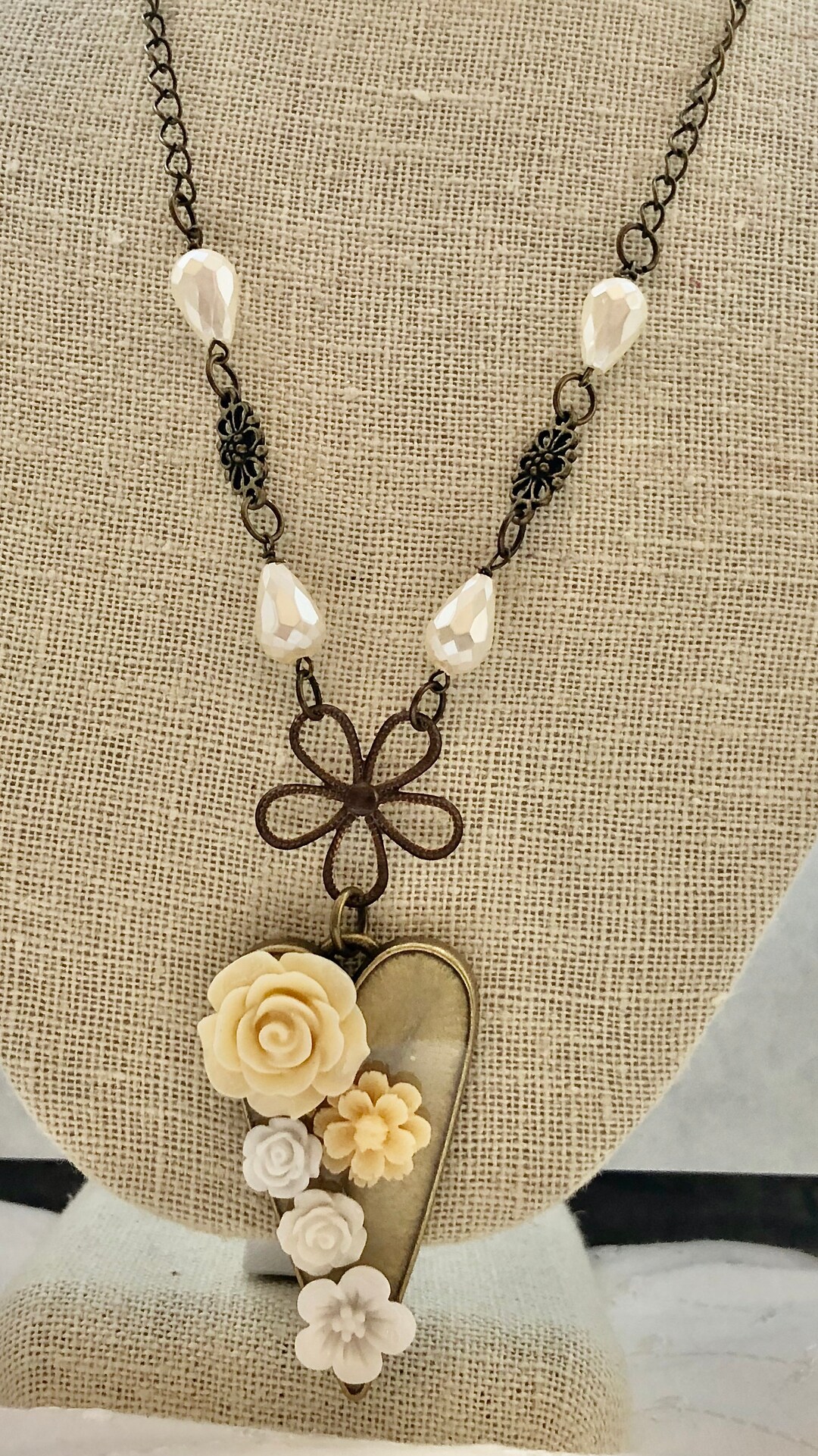 Vintage Repurposed Ivory Resin Cream White Roses Upcycled - Etsy
