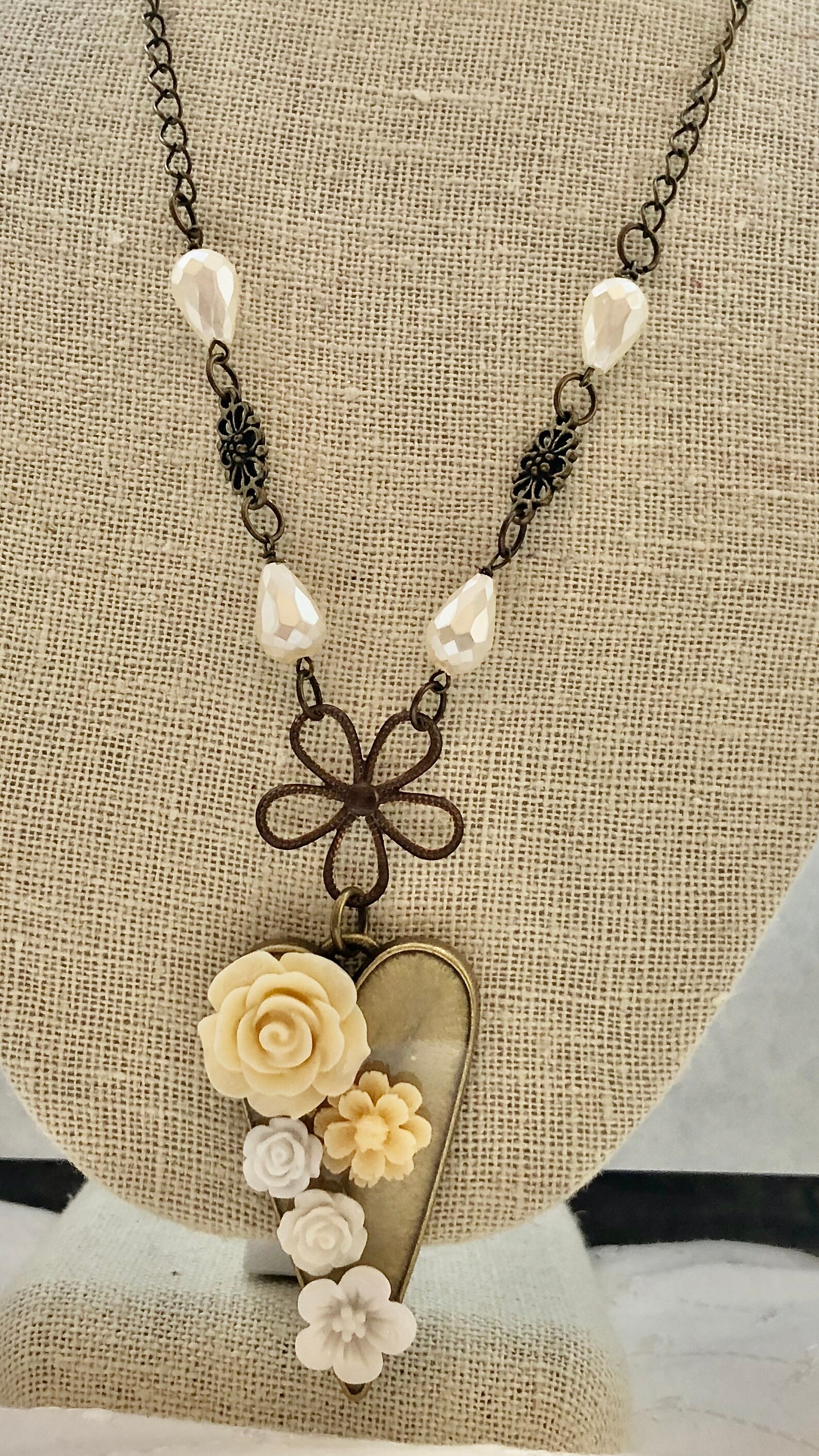 Vintage Repurposed Ivory Resin Cream White Roses Upcycled - Etsy