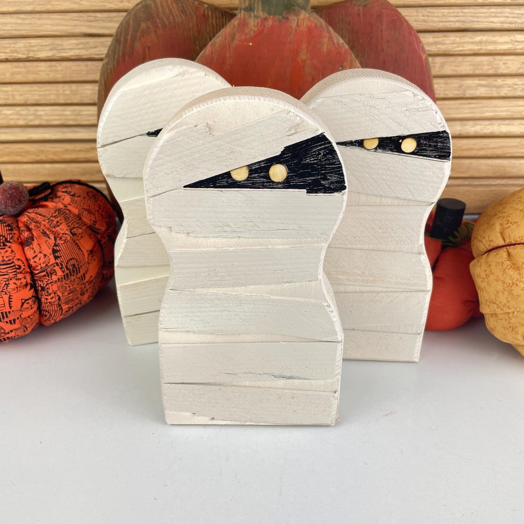 Hand Crafted Wood Mummy Figurine Halloween Decor - Etsy