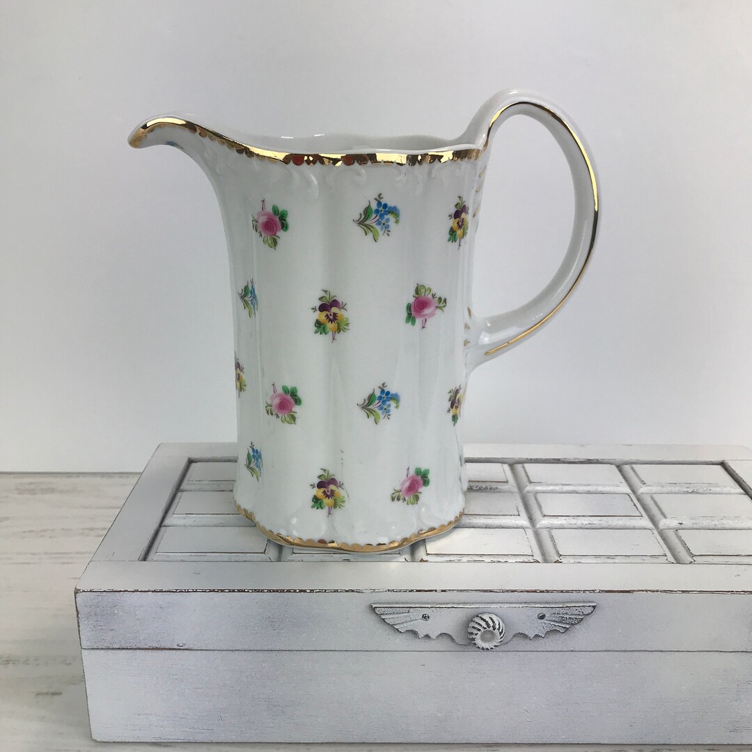 Vintage I. Godinger & Co. White Porcelain Floral Pitcher - Etsy