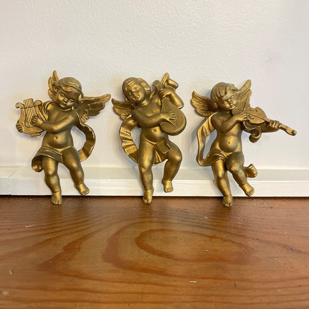 Vintage Rubber Gold Angel Christmas Tree Ornaments - Etsy