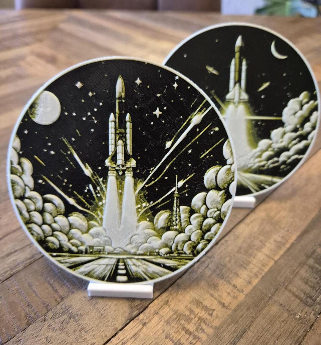 Unique Drinks Coasters X2 Rocket Launch Artwork Coasters Space ...