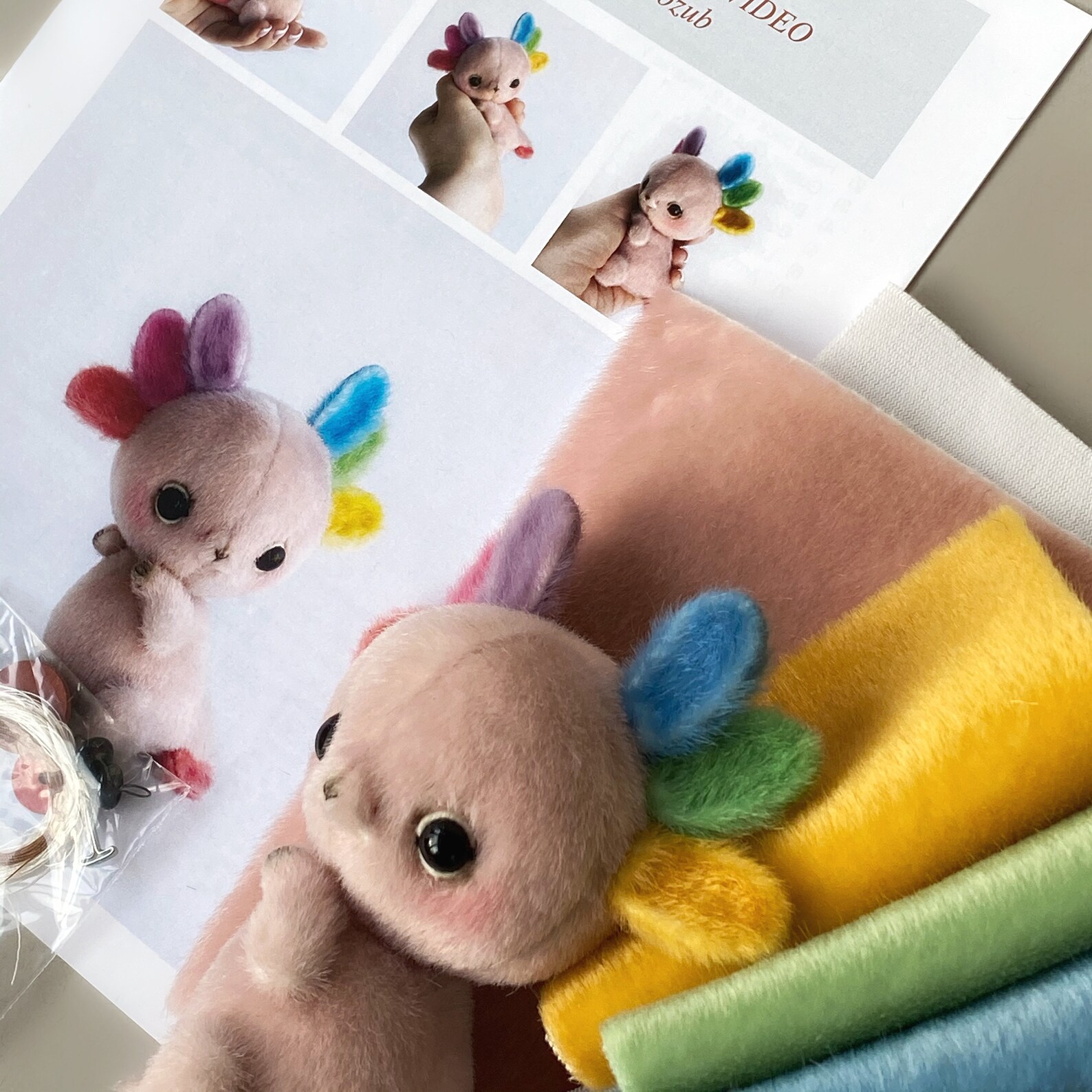 Axolotl Sewing KIT Printed Pattern, Stuffed Toy Axolotl , Dragon Like ...