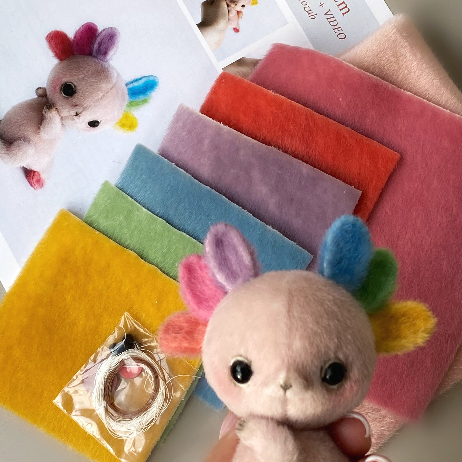 Axolotl Sewing KIT Printed Pattern, Stuffed Toy Axolotl , Dragon Like ...