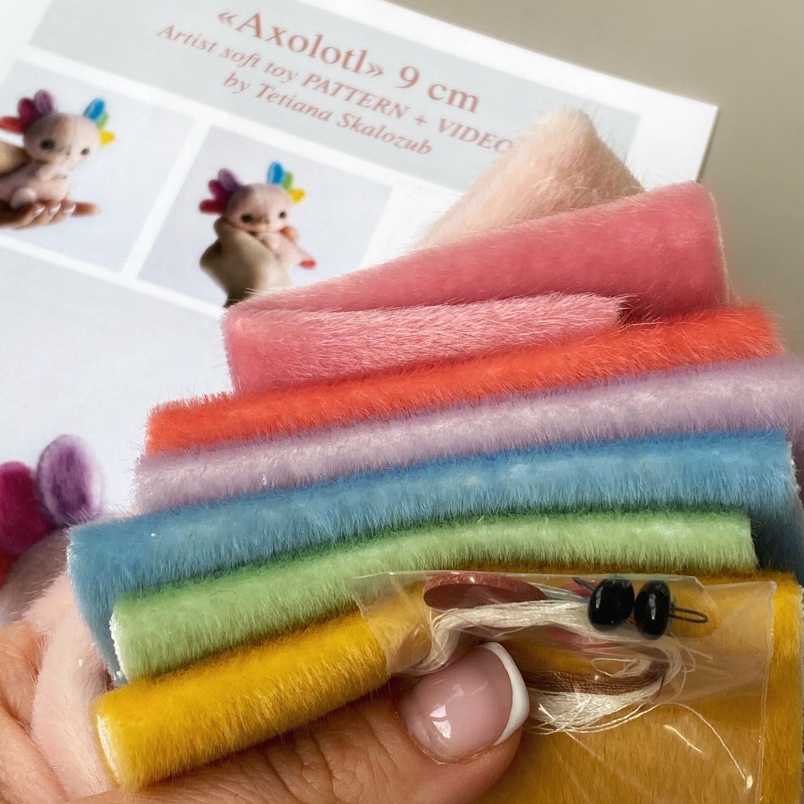 Axolotl Sewing KIT Printed Pattern, Stuffed Toy Axolotl , Dragon Like ...