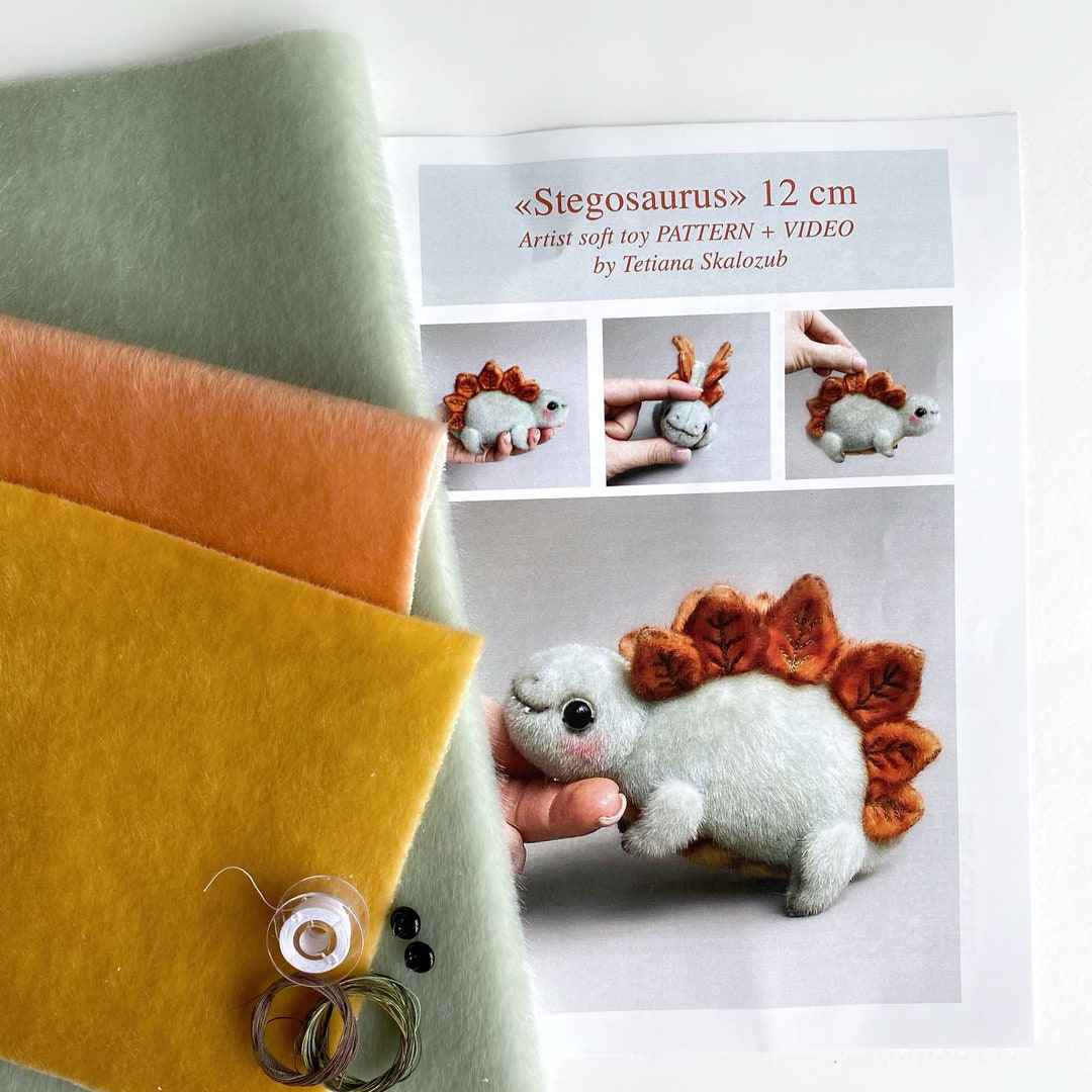 Stegosaurus Sewing KIT, Sew Your Own Toy, Video Tutorial DIY Stuffed ...