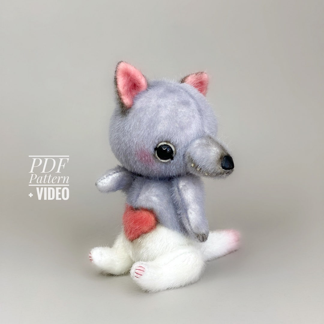 Wolf PDF Sewing Pattern Video Tutorial DIY Stuffed Toy Pattern DIY Dog ...