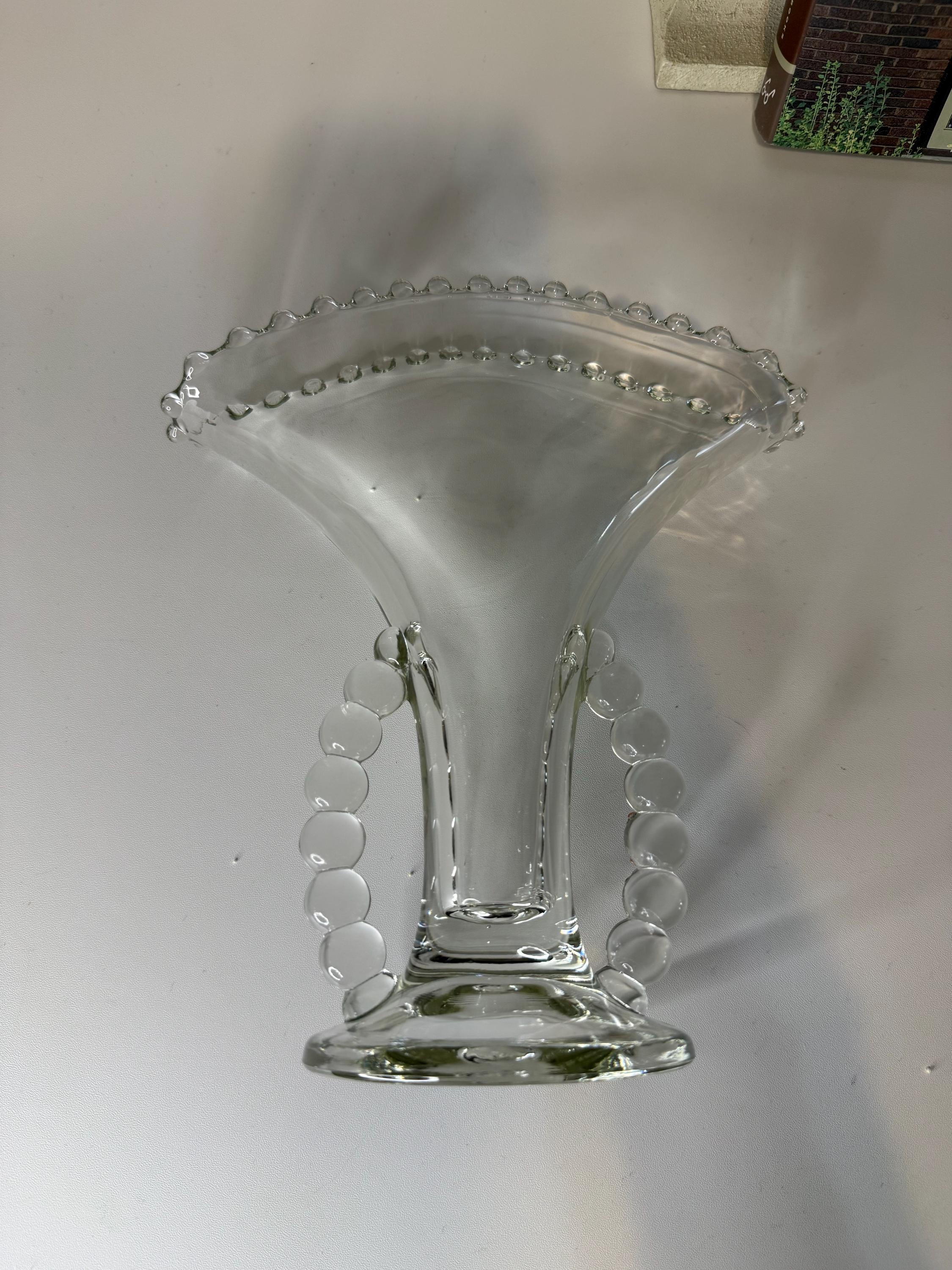 Vintage 8 1/4" Elegant CANDLEWICK Imperial Glass Clear Two Handled Fan ...
