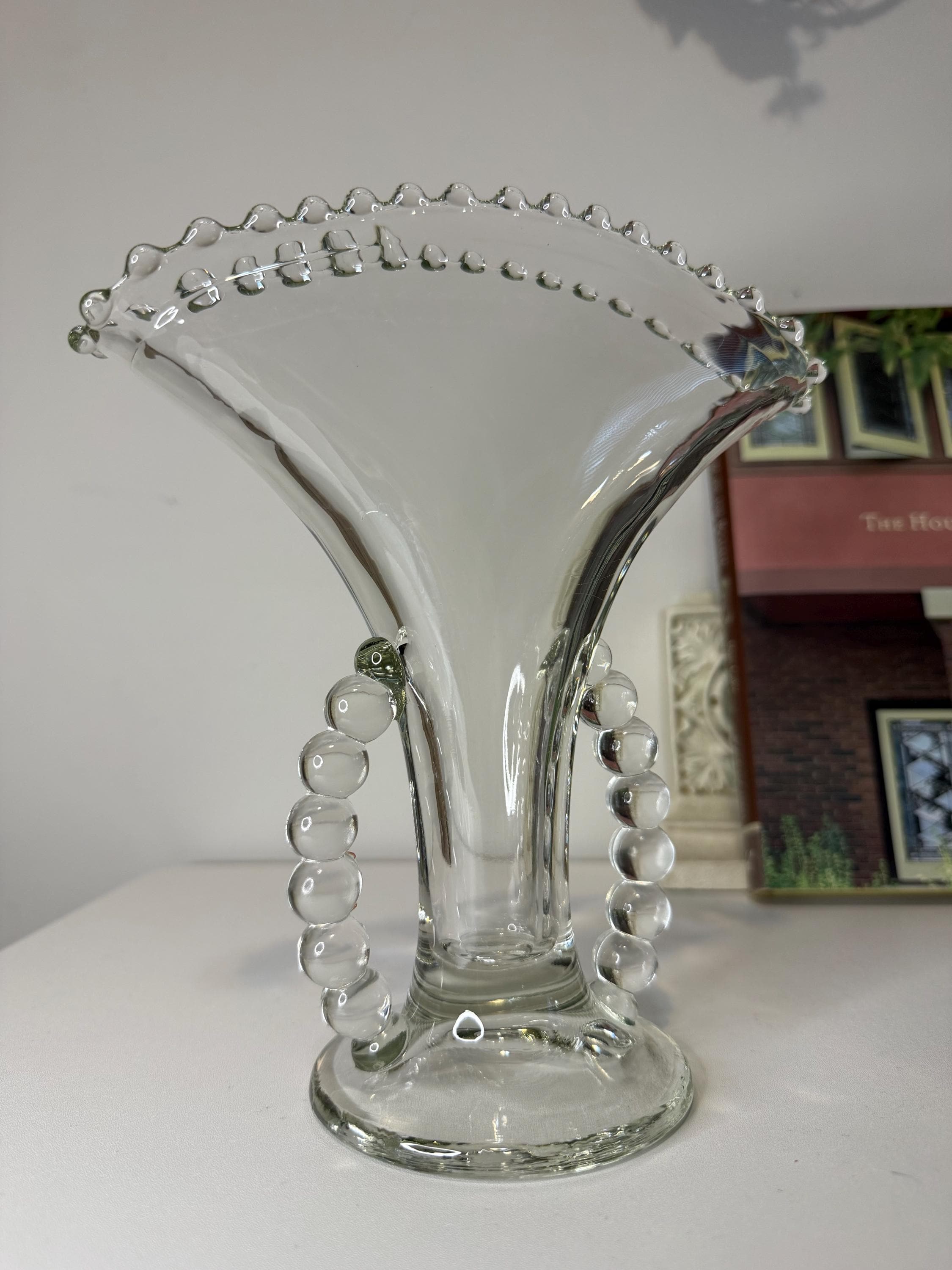 Vintage 8 1/4" Elegant CANDLEWICK Imperial Glass Clear Two Handled Fan ...