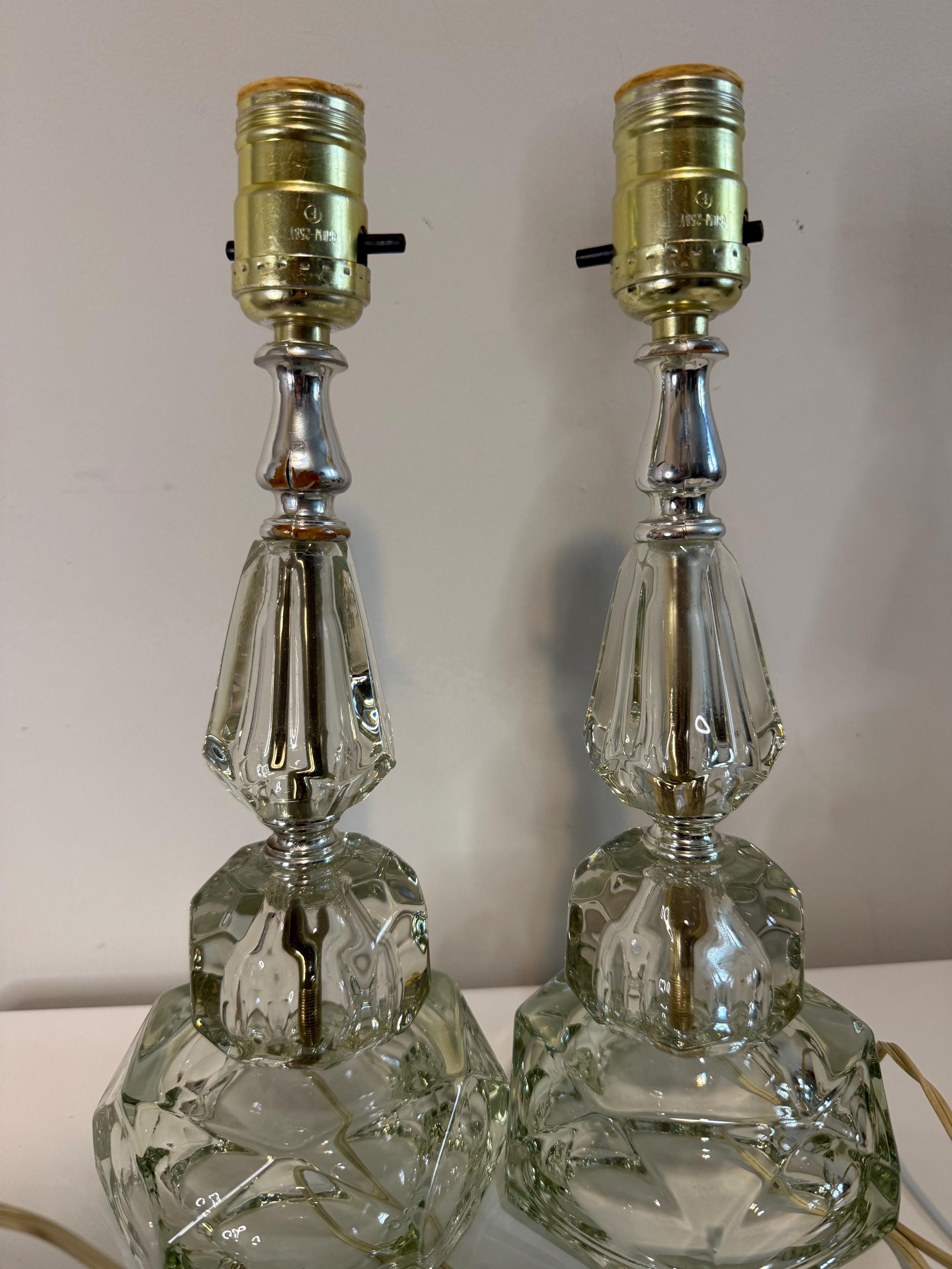 Vintage Clear Cut Glass Boudoir Lamp: Small Vanity Lighting - Etsy