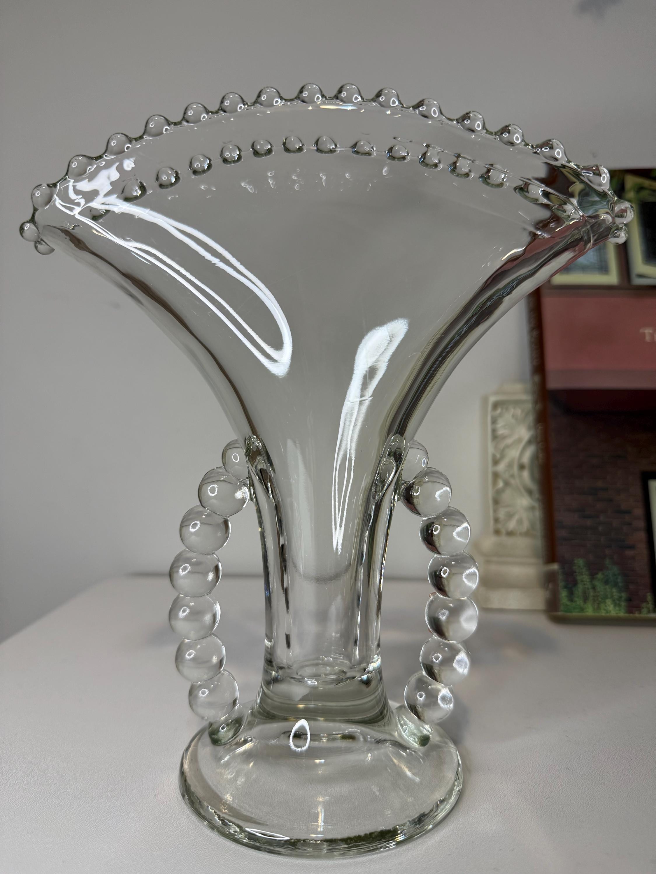 Vintage 8 1/4" Elegant CANDLEWICK Imperial Glass Clear Two Handled Fan ...