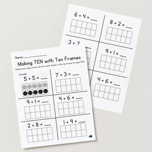 Making TEN With Ten Frames Worksheet: Kindergarten Math (digital ...