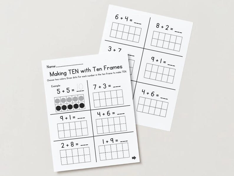 Making TEN With Ten Frames Worksheet: Kindergarten Math (digital ...