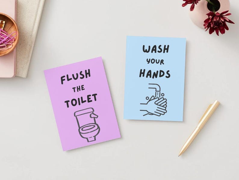 School Bathroom Rules Poster Set: Kids Restroom Decor (digital Download ...