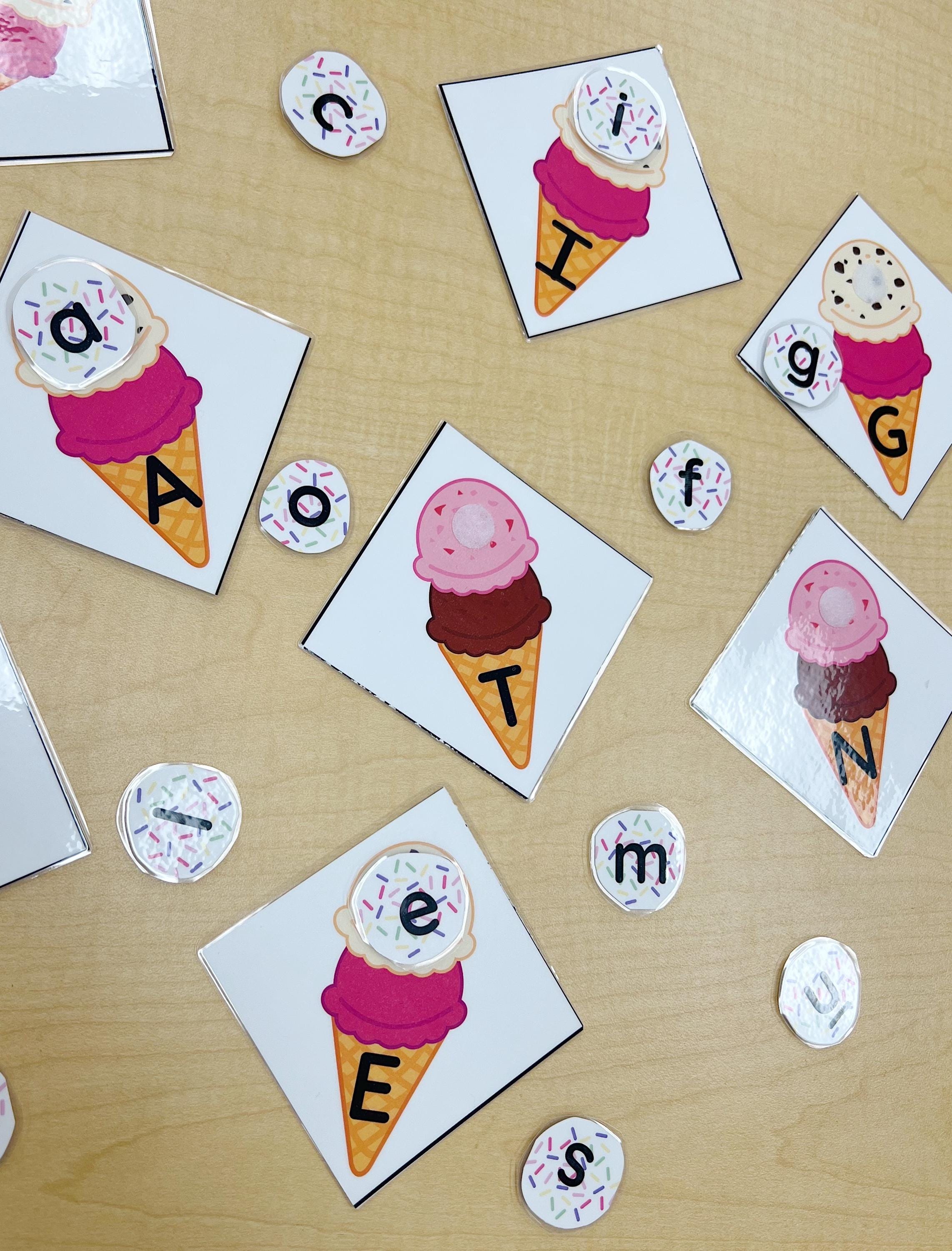 Kindergarten ICE CREAM Literacy Center | Lowercase and Uppercase ...
