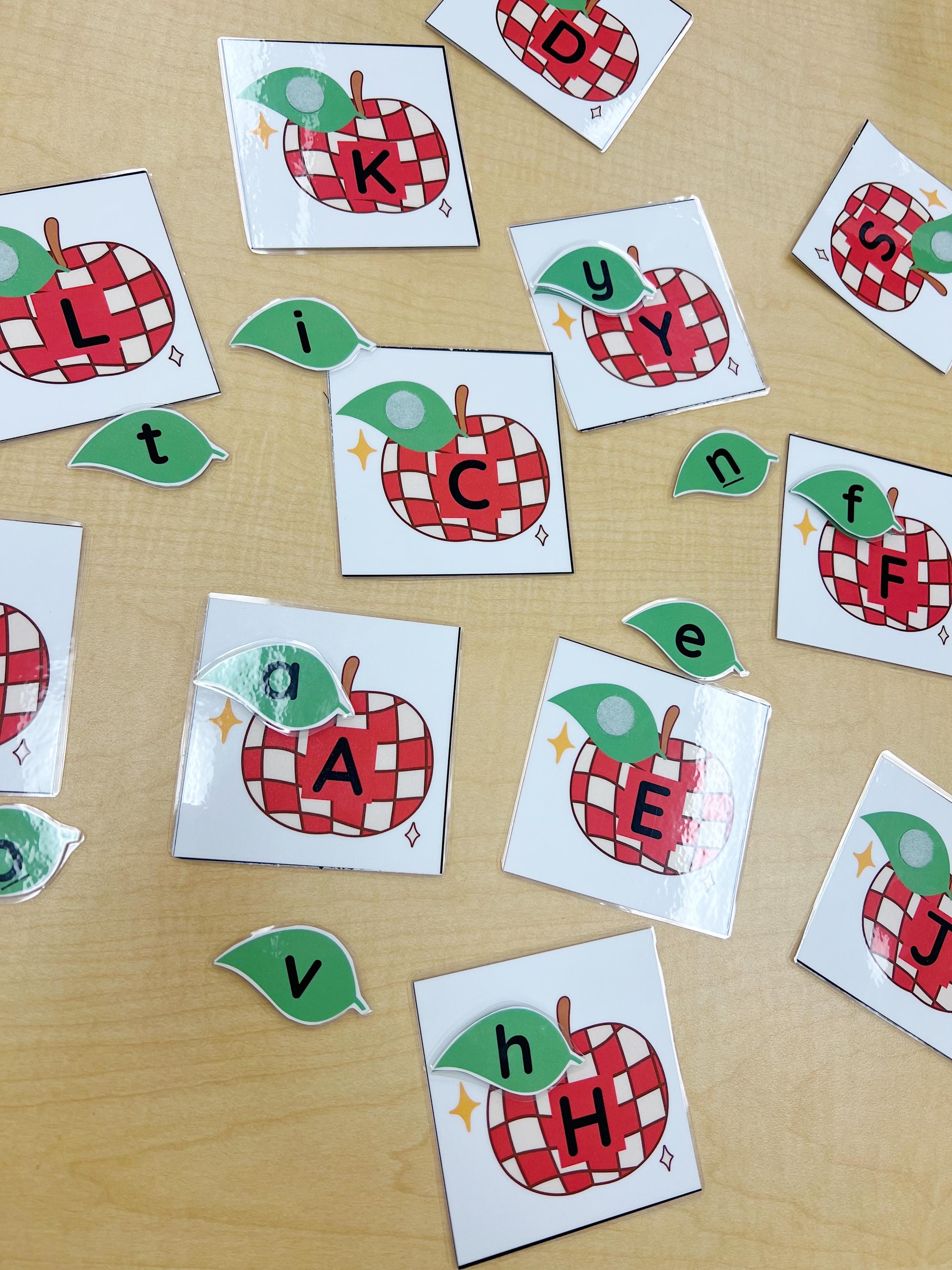 Apple Literacy Matching Game: Uppercase and Lowercase Letters (PDF ...