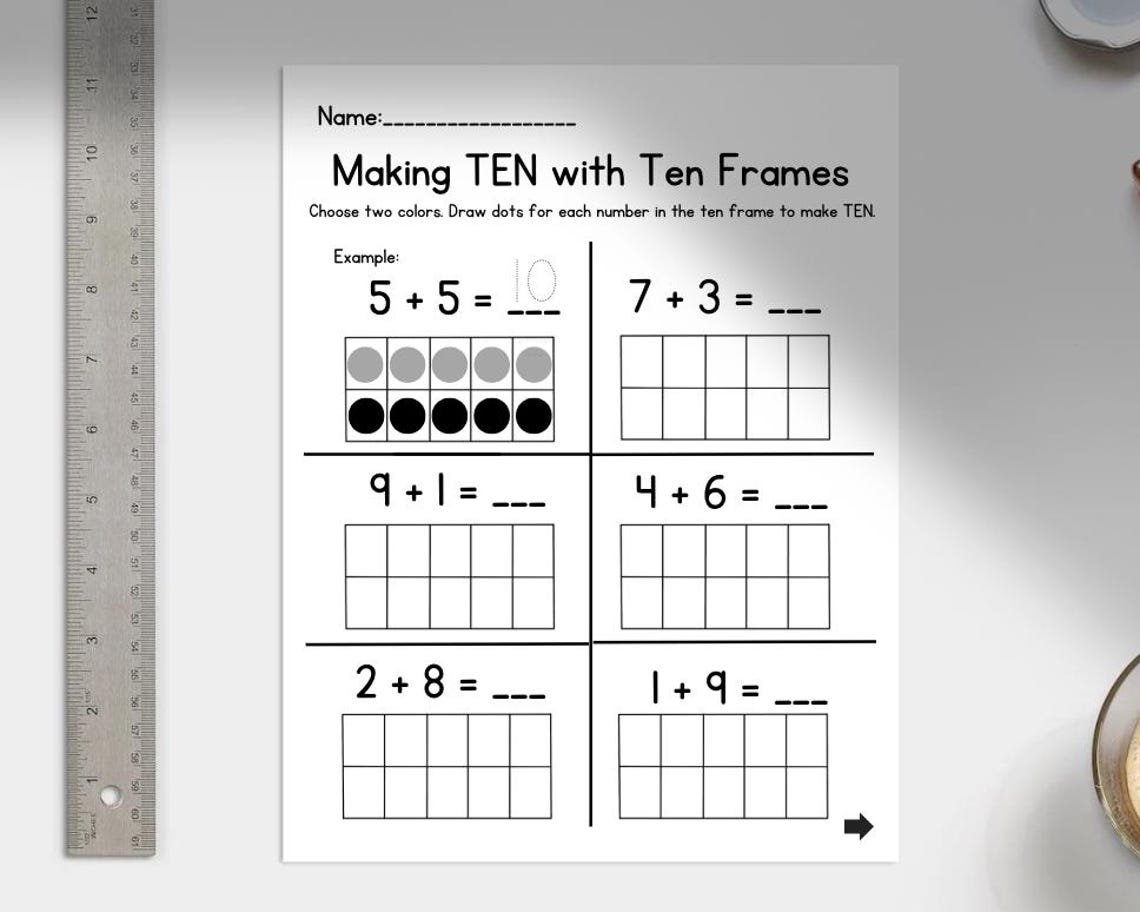 Making TEN With Ten Frames Worksheet: Kindergarten Math (digital ...