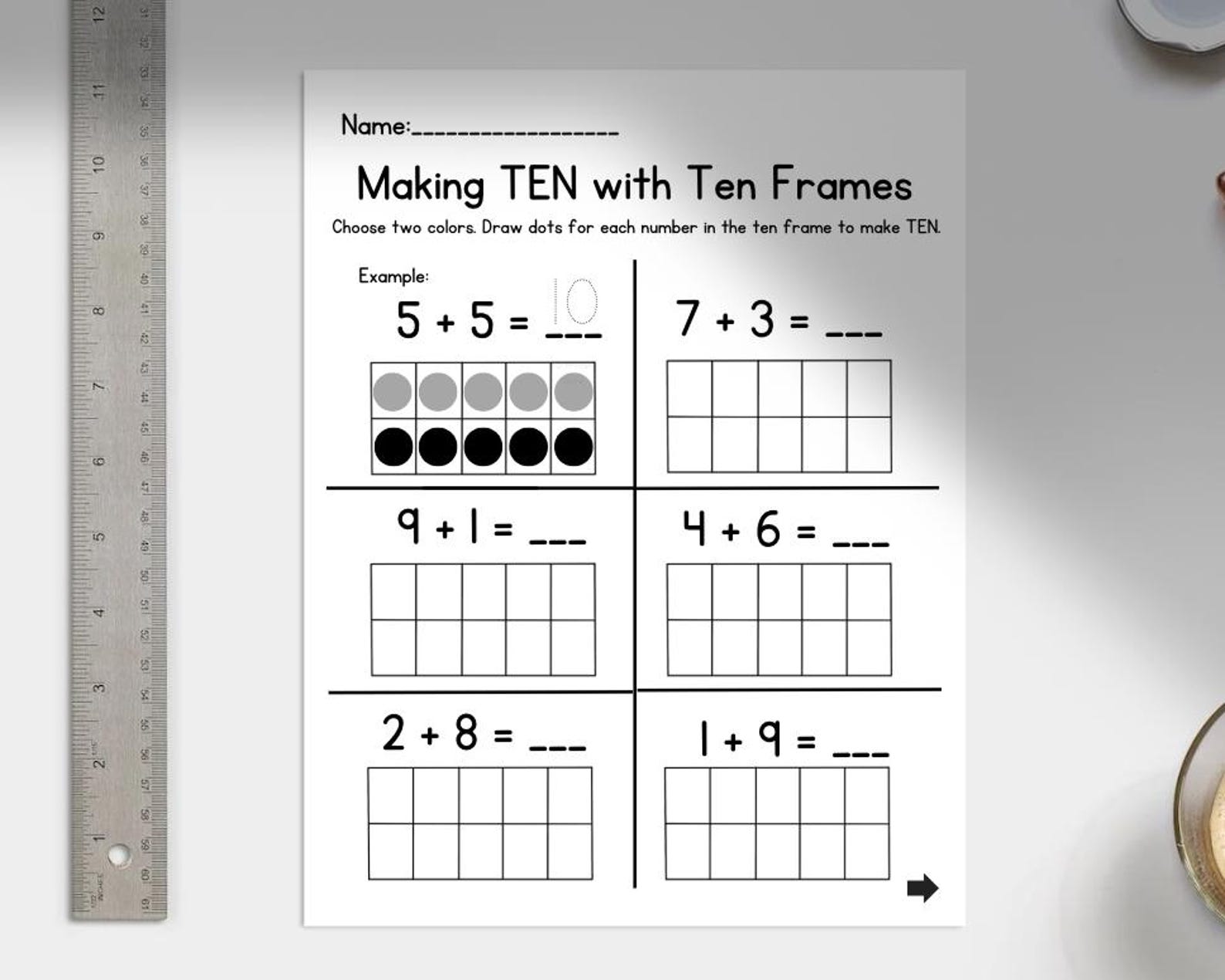 Making TEN With Ten Frames Worksheet: Kindergarten Math (digital ...