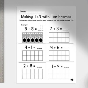 Making TEN With Ten Frames Worksheet: Kindergarten Math (digital ...