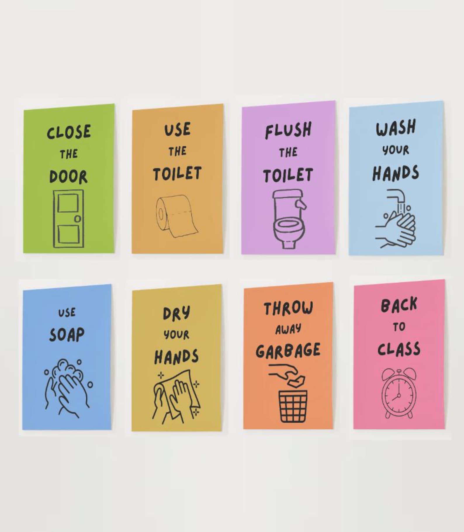 School Bathroom Rules Poster Set: Kids Restroom Decor (digital Download ...
