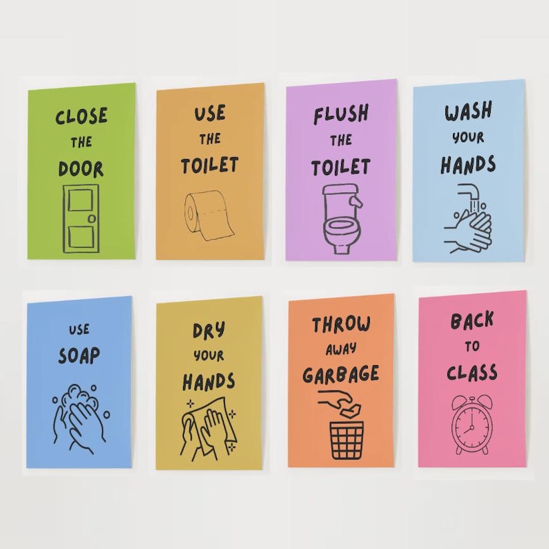 Preschool Bathroom Signs - Etsy