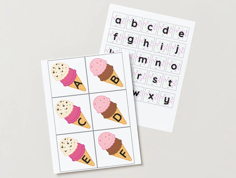 Kindergarten ICE CREAM Literacy Center | Lowercase and Uppercase ...
