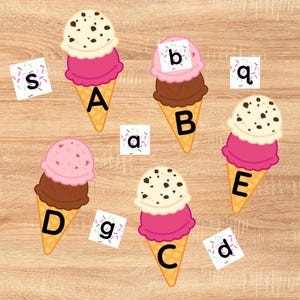 Kindergarten ICE CREAM Literacy Center | Lowercase and Uppercase ...