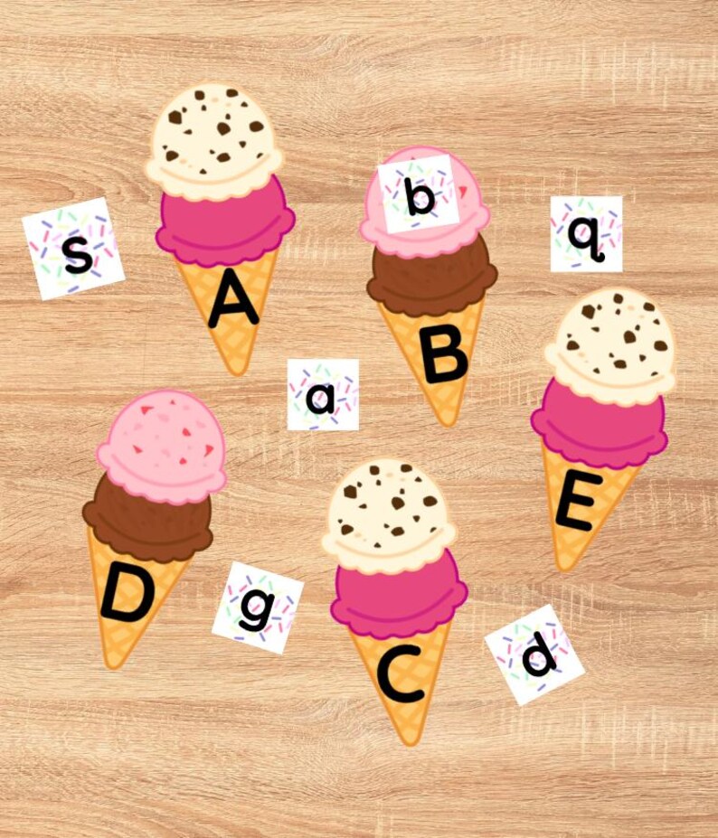 Kindergarten ICE CREAM Literacy Center | Lowercase and Uppercase ...