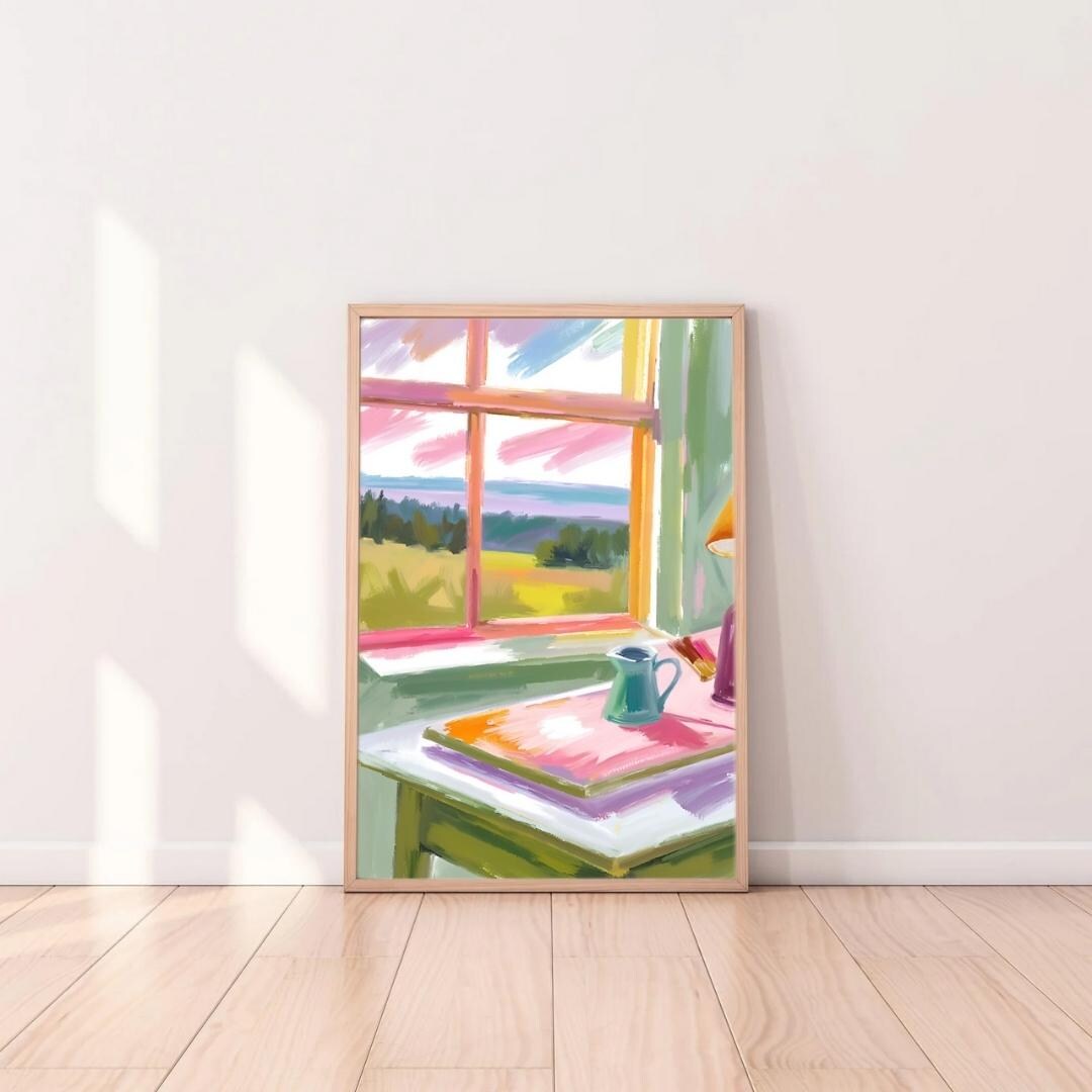 Country Garden View - Cottage Window - Landscape Painting - Digital ...