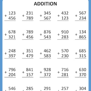 Math Worksheet – Addition | 20 Printable No-prep Worksheets for ...