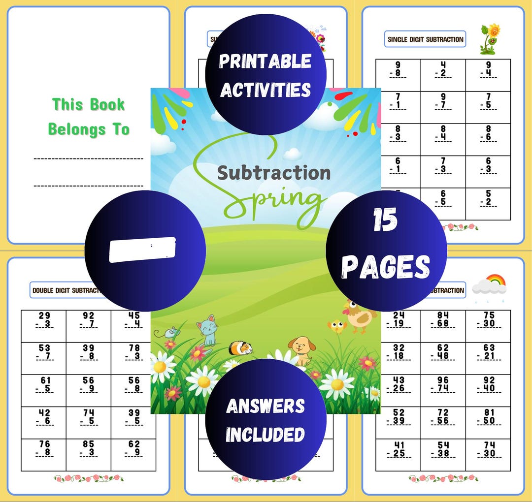 Printable Math Worksheets, Spring Subtraction Worksheets, Fun ...