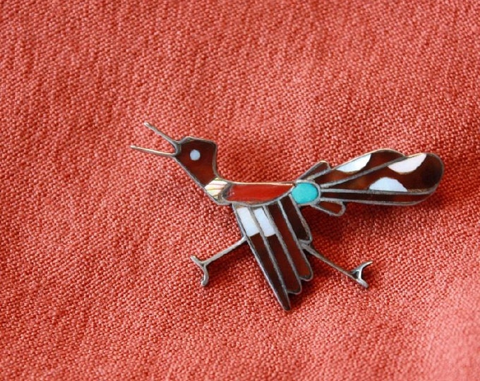 Inlay Road Runner Brooch - Etsy