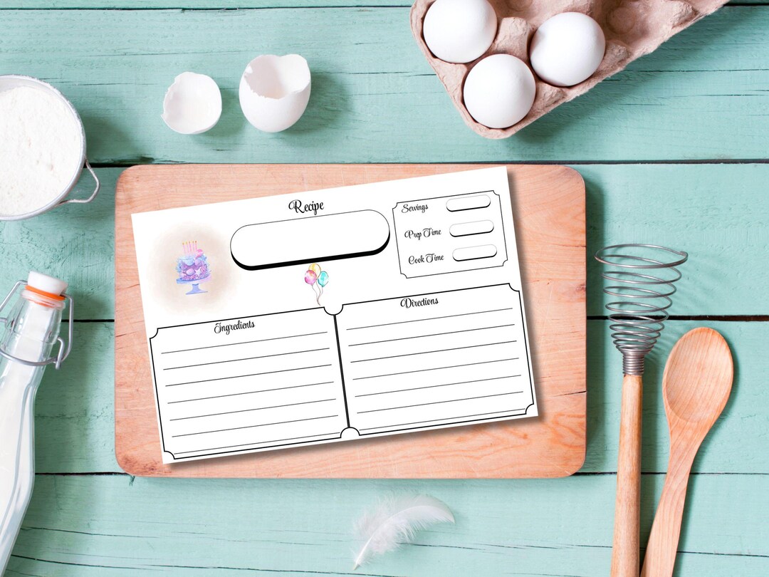 Tropical Birthday Recipe Card, Caribbean Recipe Card, Recipe Card ...