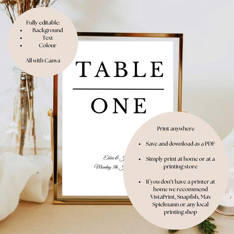 Printable Table Numbers Table Number Template Wedding Table Numbers ...