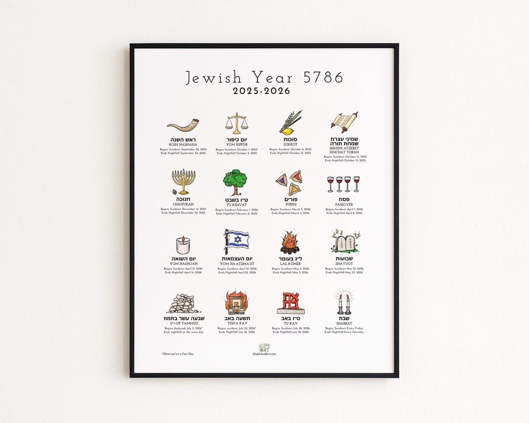 NEW! Hebrew Calendar 5786, Jewish Year 2025–2026, Printable Holiday ...
