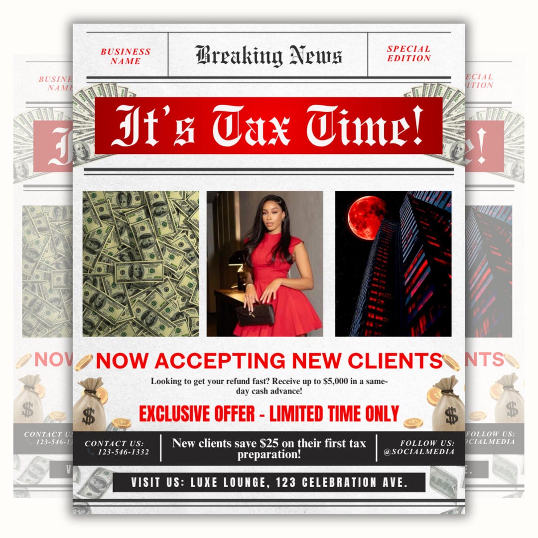 Newspaper Tax Professional Service Flyer, Modern Tax Prep Flyer,tax ...
