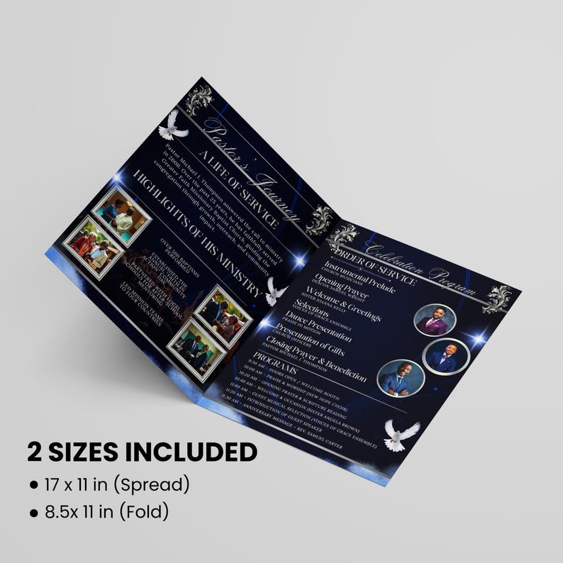 4 Page Pastor Anniversary Program Template, Pastor and Wife Church ...