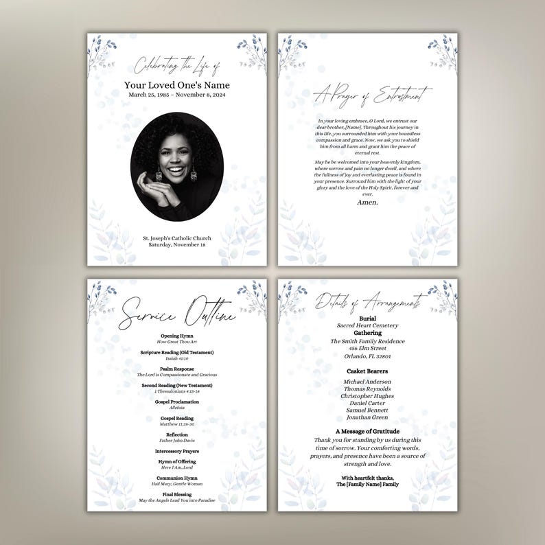 Editable Funeral Program Template, Modern Magazine Style Memorial ...