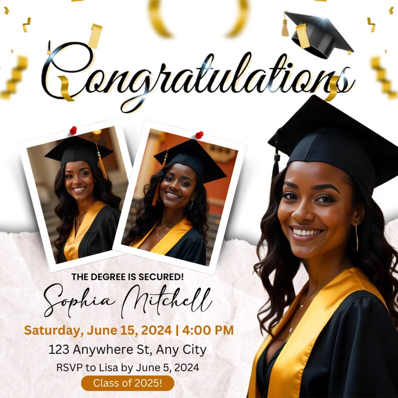 Class of 2025 Graduation Flyer, Canva Graduation Invite, DIY Grad ...