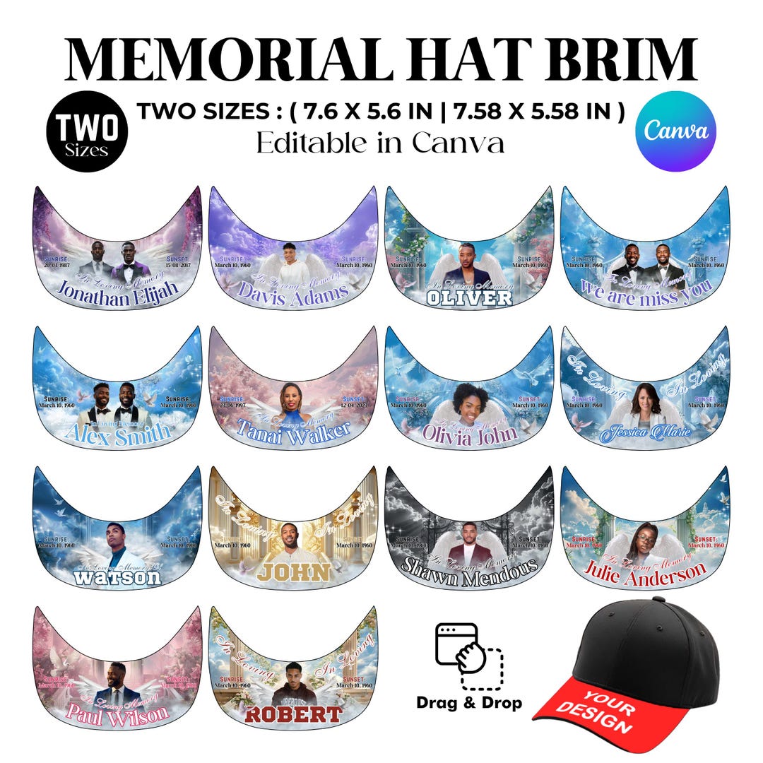 Customizable Funeral Hat Brim Design With Photos | DIY Remembrance Cap ...