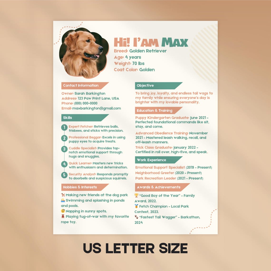 Editable Pet Information Pages, Pet Sitter Instructions Template ...